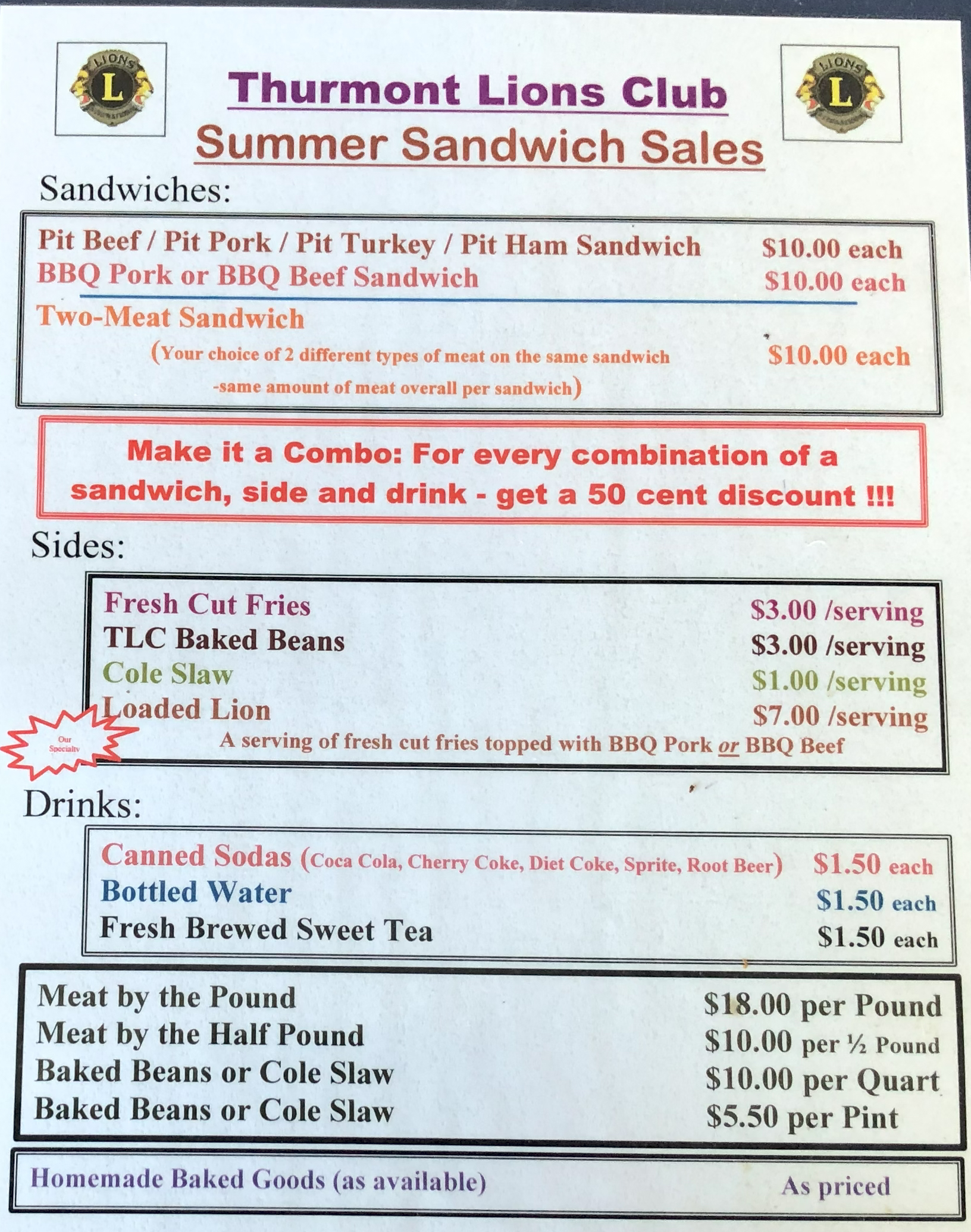 Menu – Thurmont Lions Club